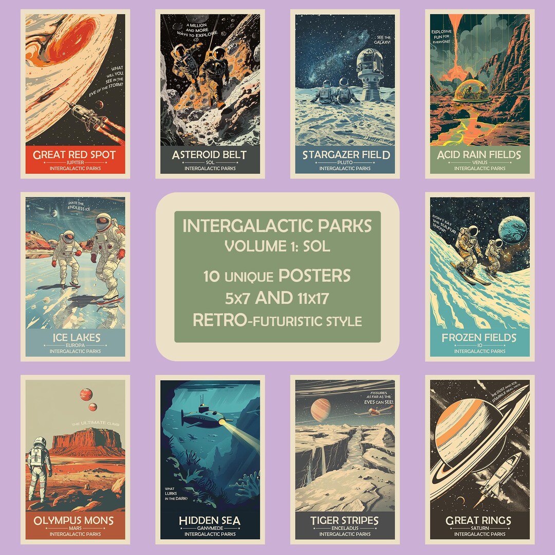Intergalactic Parks Volume 1 Digital Download Vintage Future Retro Wall ...
