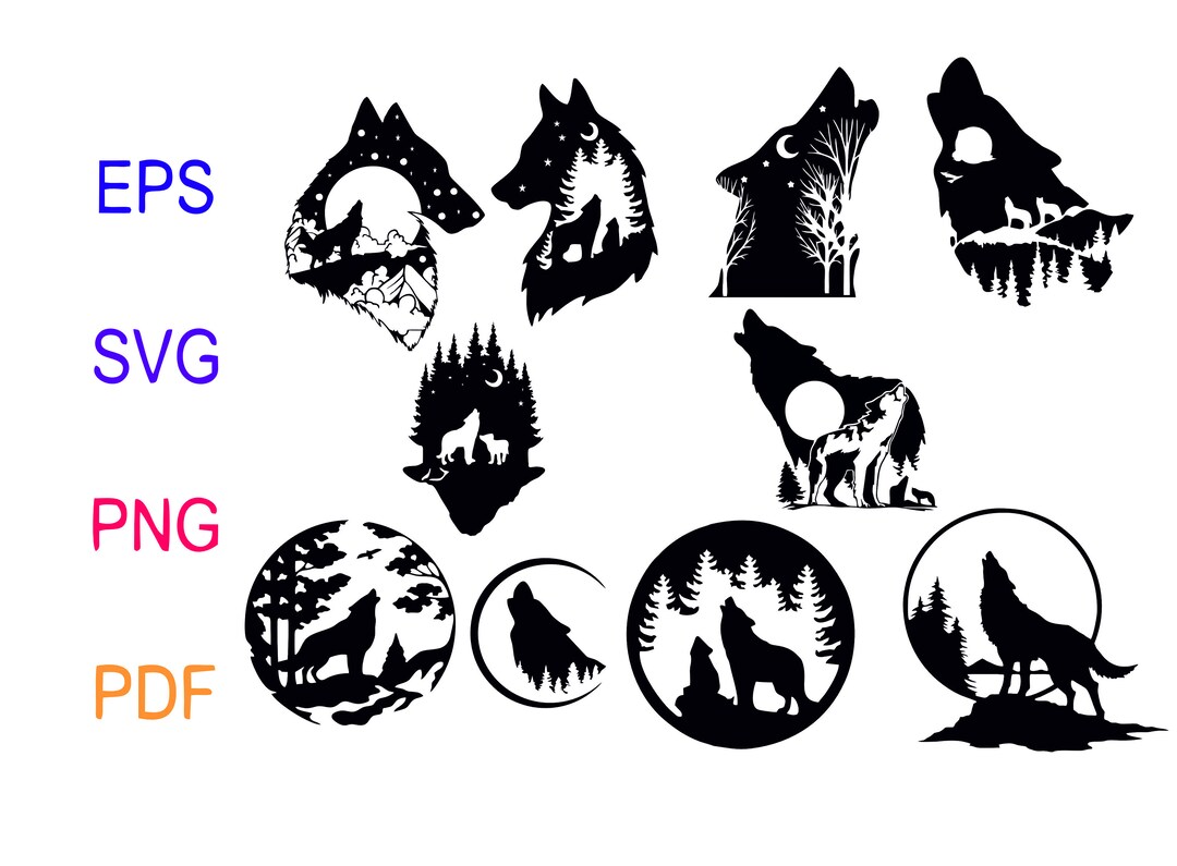 Wolf Svg Cut File Wolves Svg Bundle Cut File Wolf With Moon - Etsy