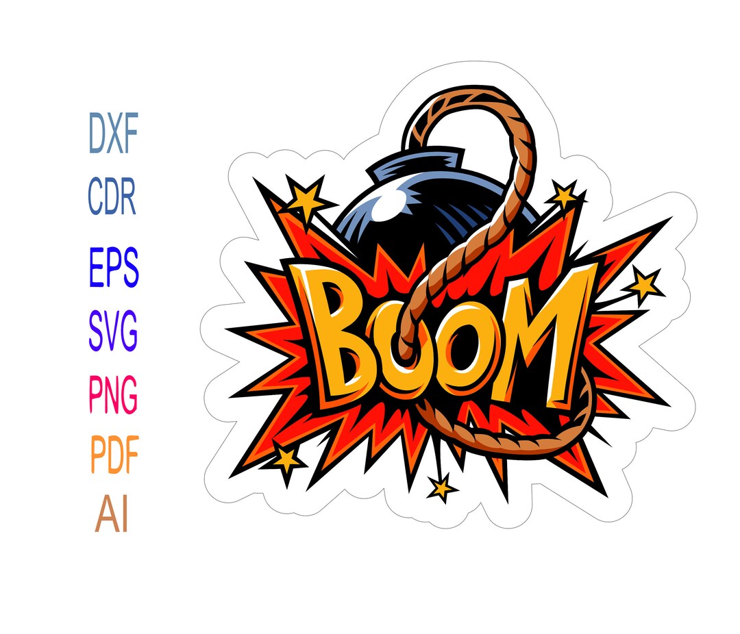 Boom Svg Cut File Boom Png Vector Silhouette Instant Download - Etsy ...