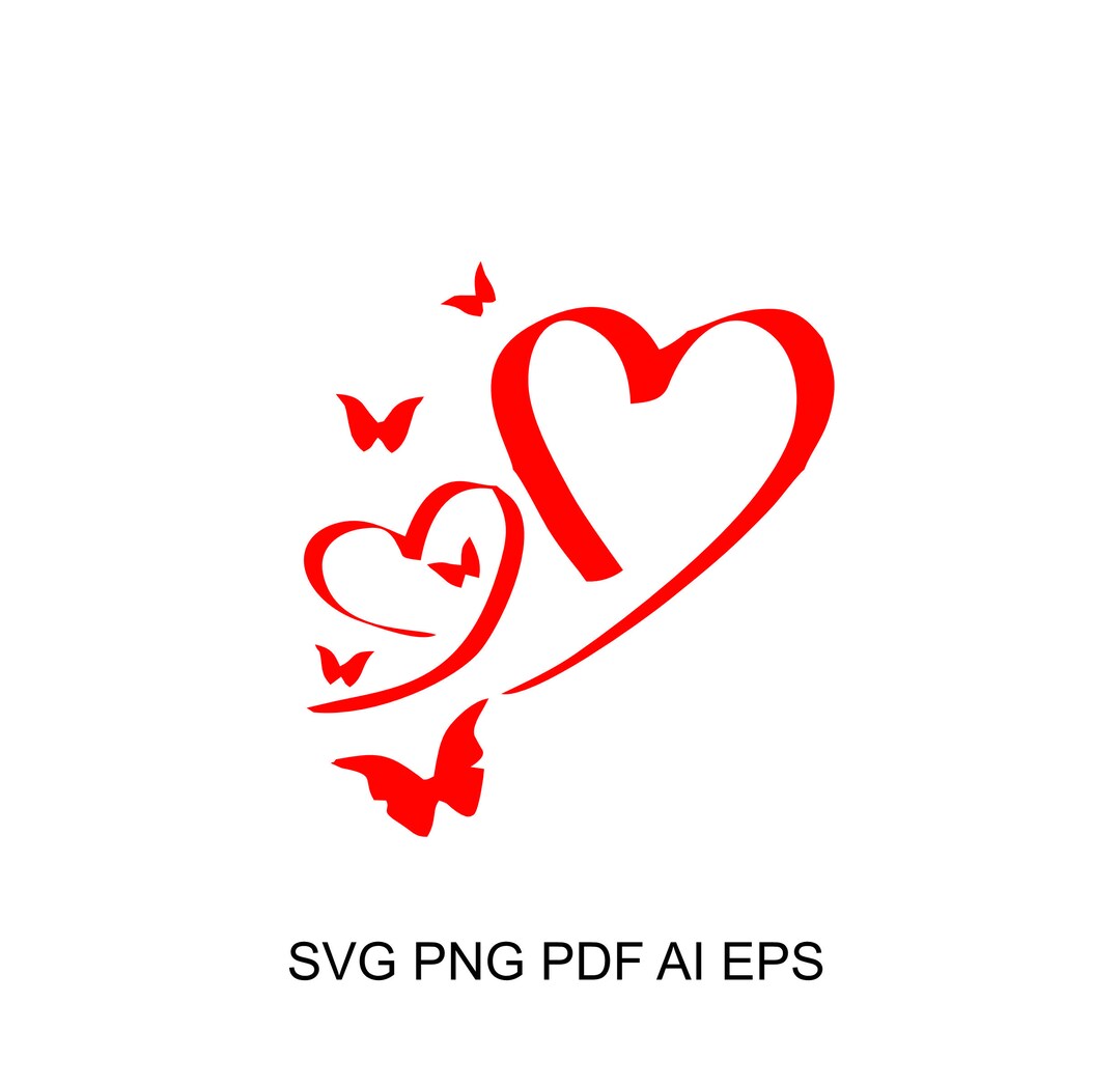 Butterflies and Heart Svg Valentines Day SVG Butterfly Heart - Etsy