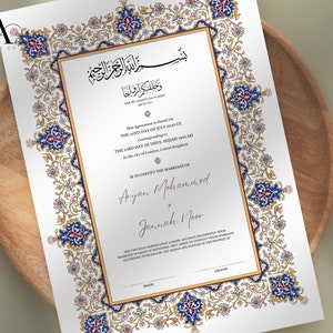 Luxury Nikkah Contract, Digital Printable Personalised Customised ...