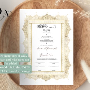 Luxury Nikkah Contract, Digital Printable Personalised Customised ...