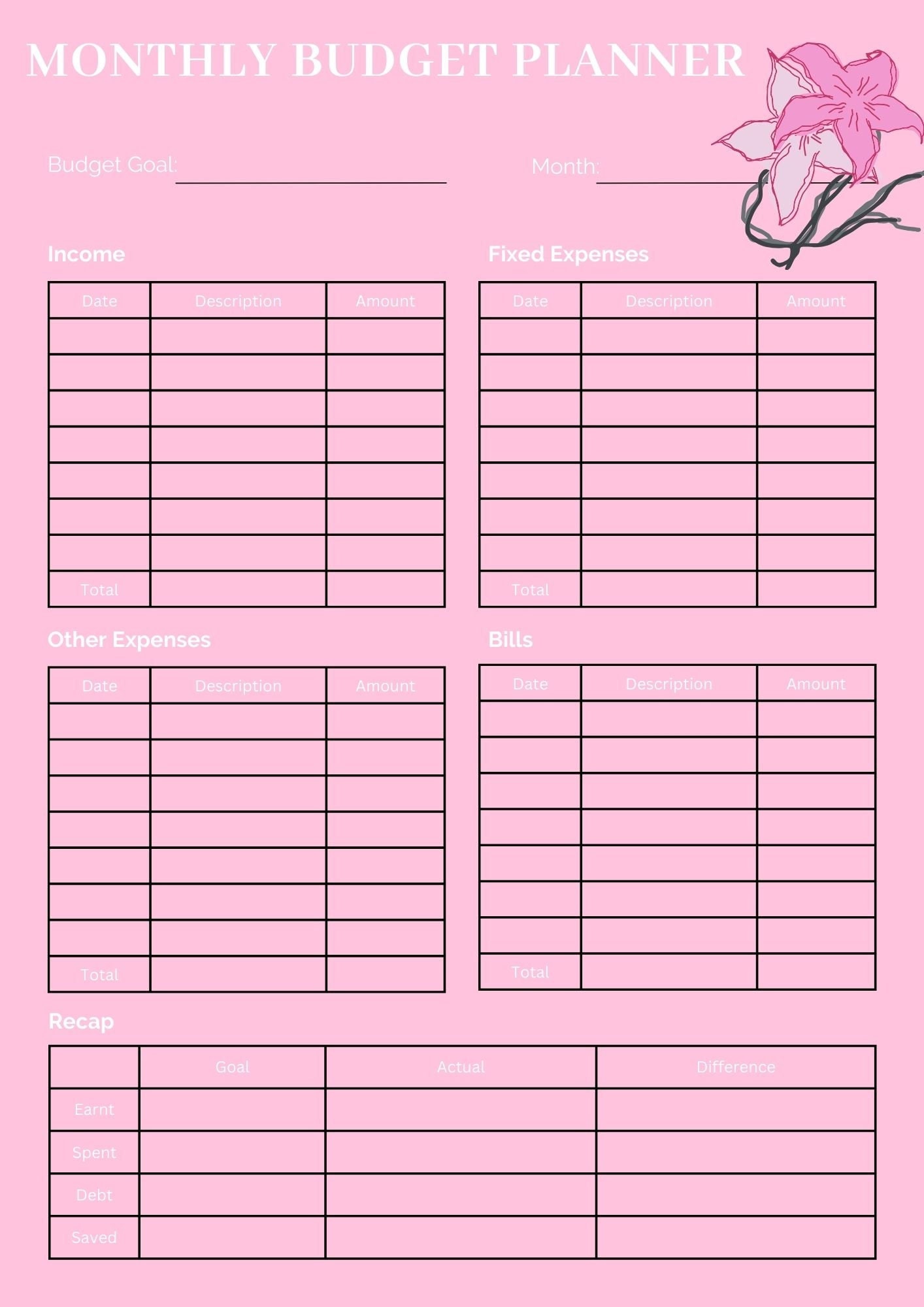 Monthly Budget Planner - Etsy