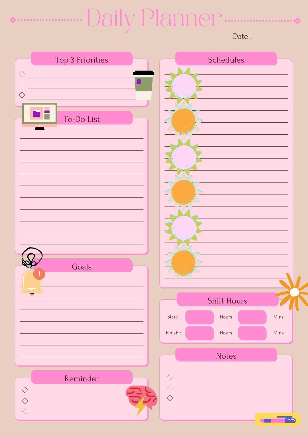 Daily Schedule Planner - Etsy