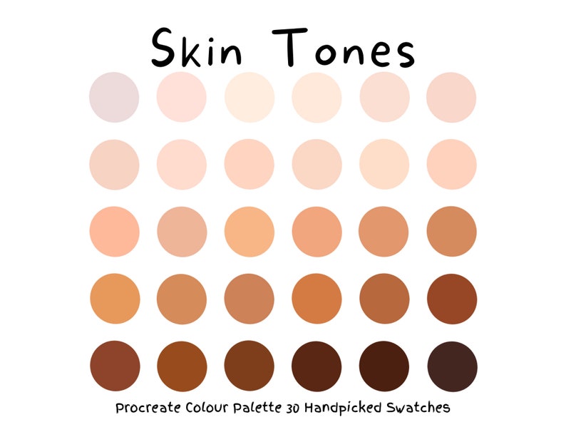 Procreate Skin Tones Color Palette 30 Color Swatches Ipad Etsy