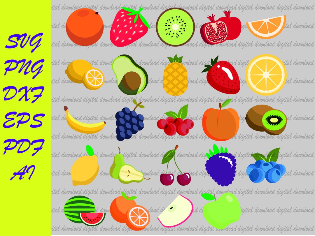 Fruits SVG, Summer Fruit Svg, Cherry Svg, Lemon SVG, Orange Svg ...