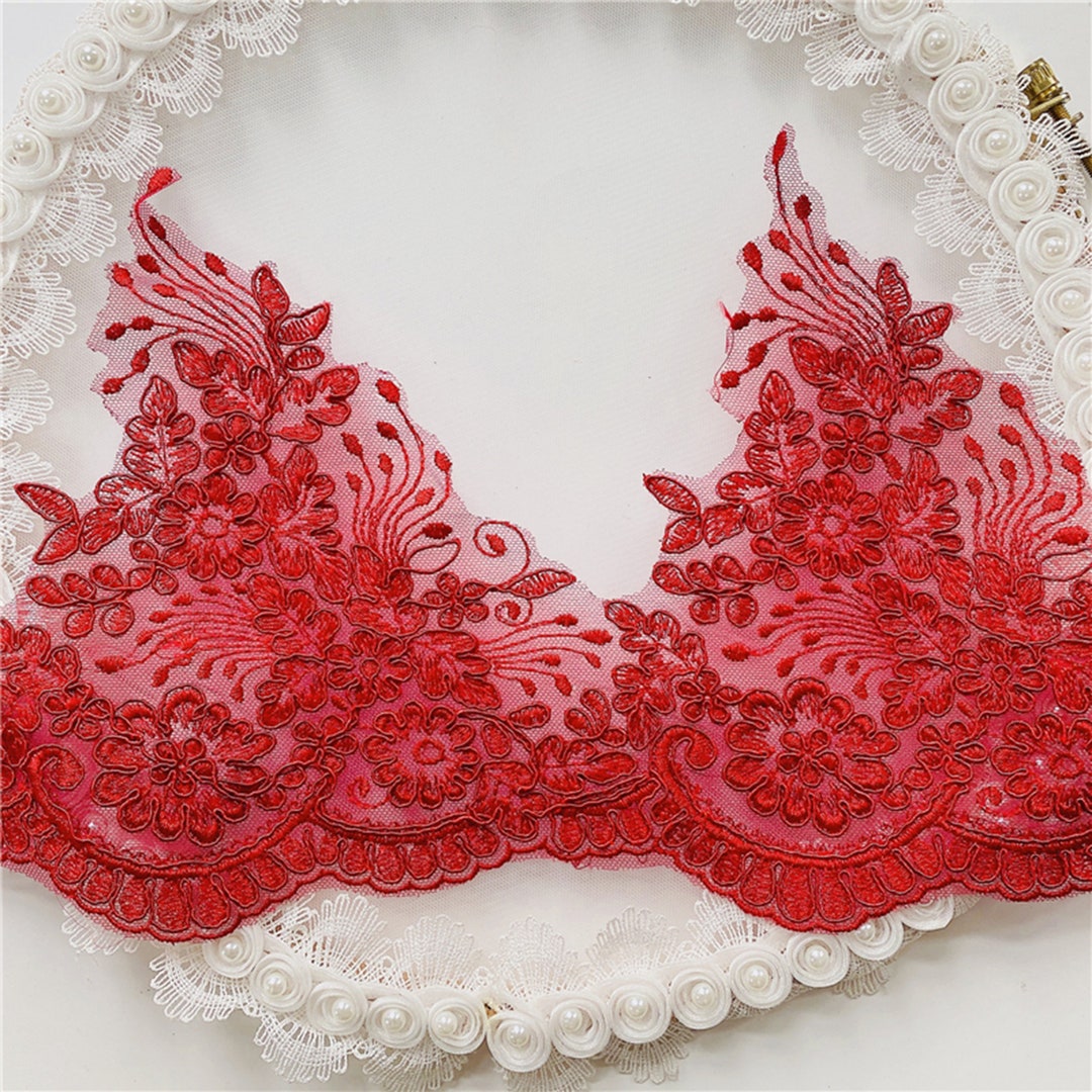 8 Colors Lace Appliques, 1 Yard Red Flower Applique, 3D Flower Applique ...