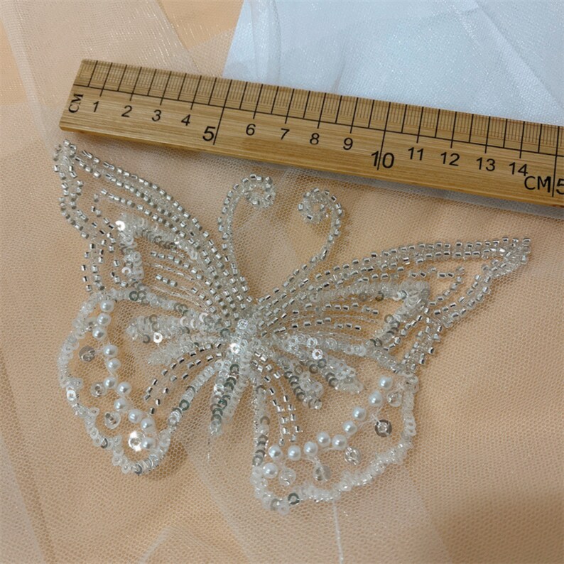 Butterfly White Lace Appliques Beaded Sequins Applique 3D - Etsy