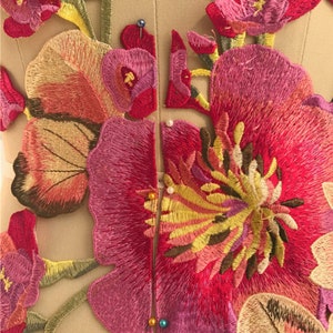 Fuchsia Rose Embroidery Appliques, 3D Floral Applique, Flower Bridal ...