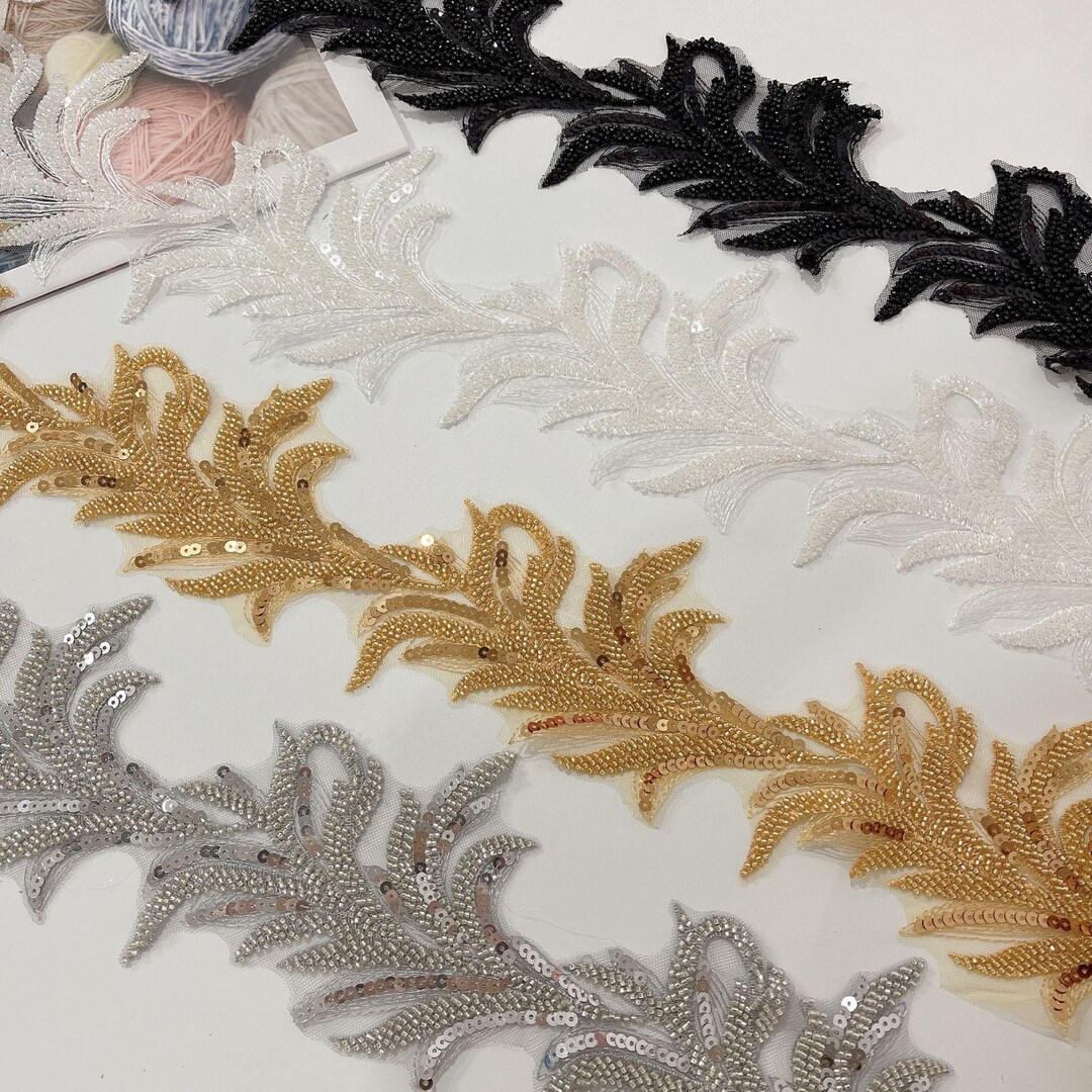 Touch-me-not Applique, Shiny Strip Applique, 3D Gold/silver Applique ...