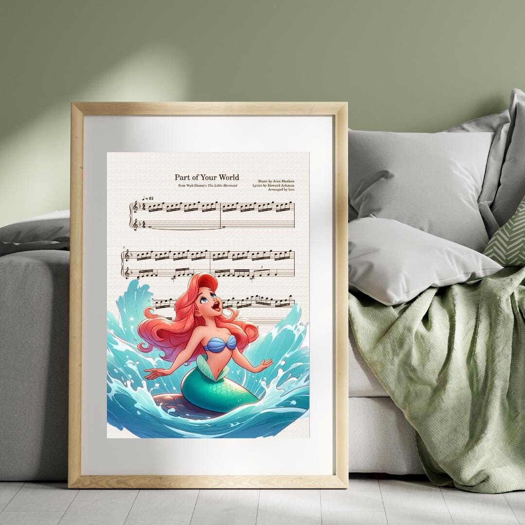 Ariel 'part of Your World' Music Poster – the Little Mermaid Vintage ...