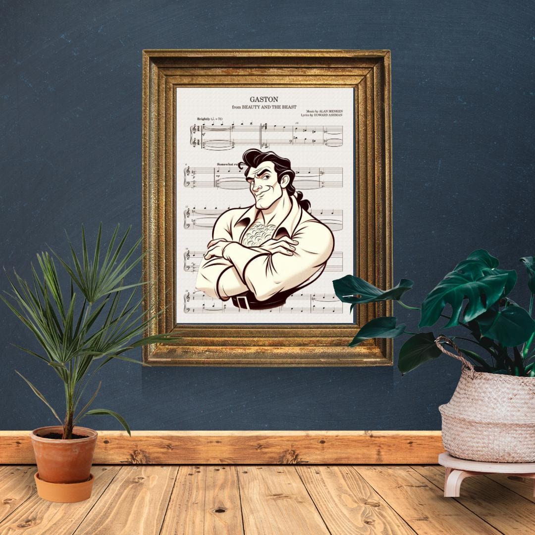 Gaston Beauty and the Beast Music Poster Belle Vintage Art Print ...
