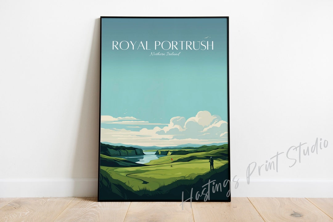 Royal Portrush Golf Course Print: Ireland Travel Poster, Custom Text - Etsy
