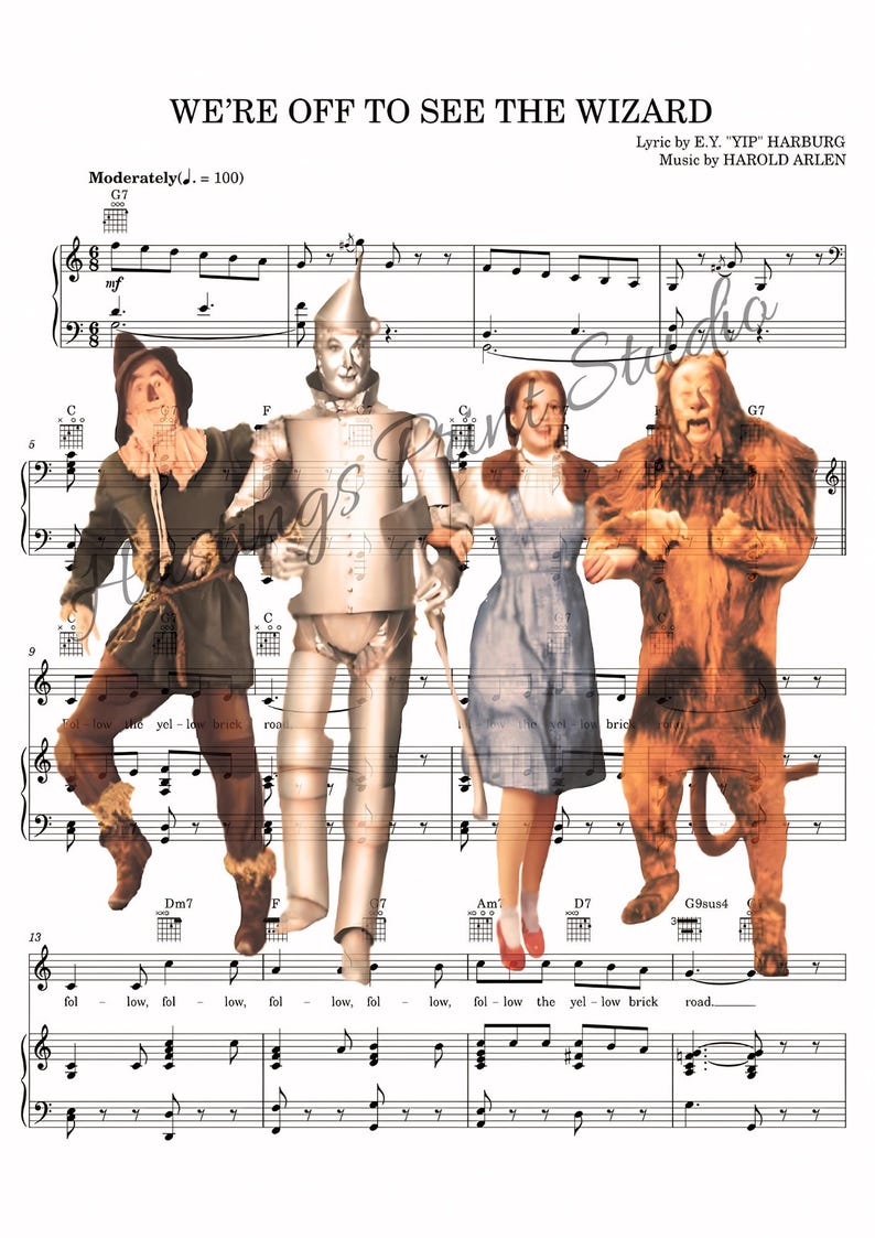 Wizard of Oz Sheet Music Poster: Dorothy & Toto Vintage Art Print - Etsy