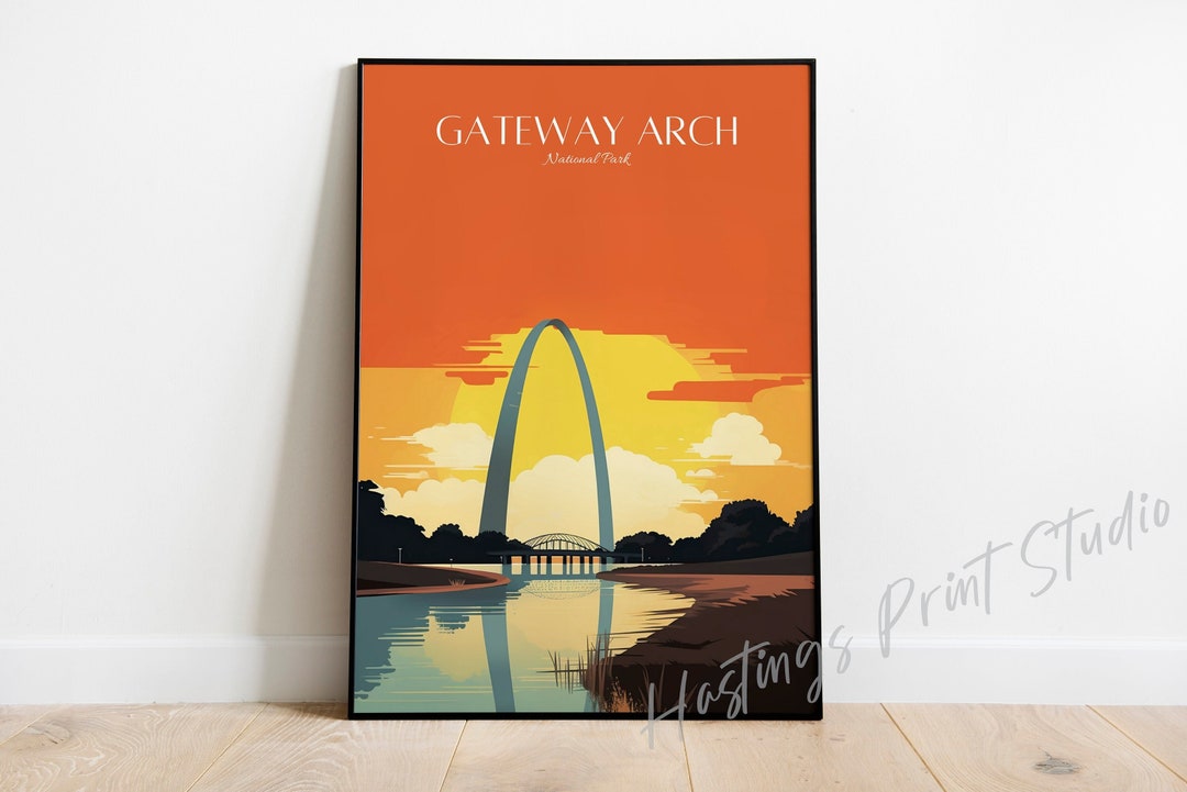 Gateway Arch St. Louis Print: Vintage Travel Poster, Custom Text - Etsy