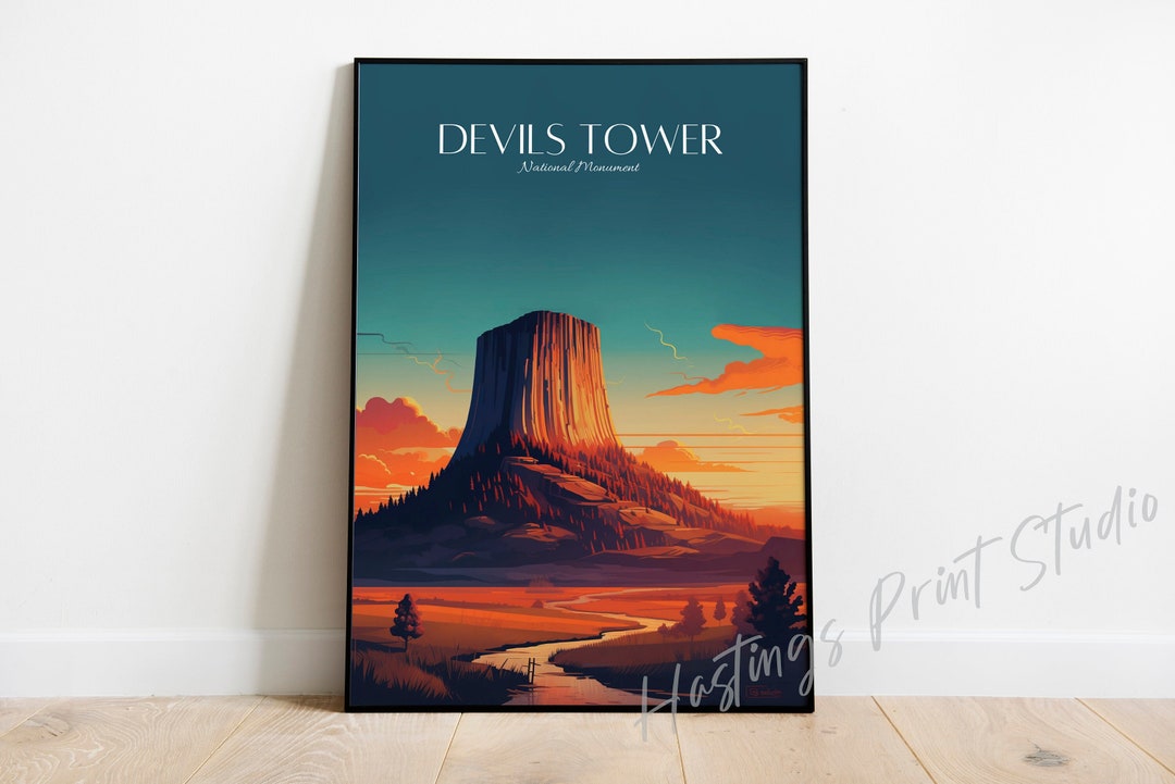 Devils Tower Travel Print - Devils Tower Travel Poster, Home Decor ...