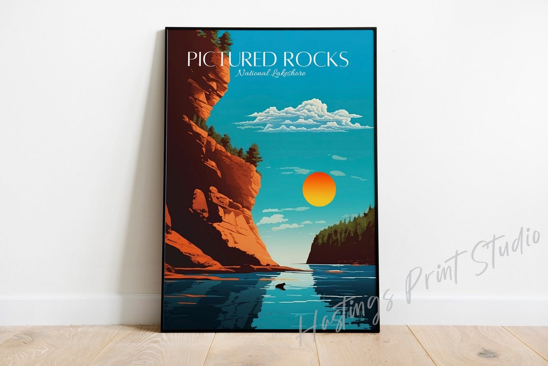 Pictured Rocks National Lakeshore Travel Print Michigan Poster, Decor ...