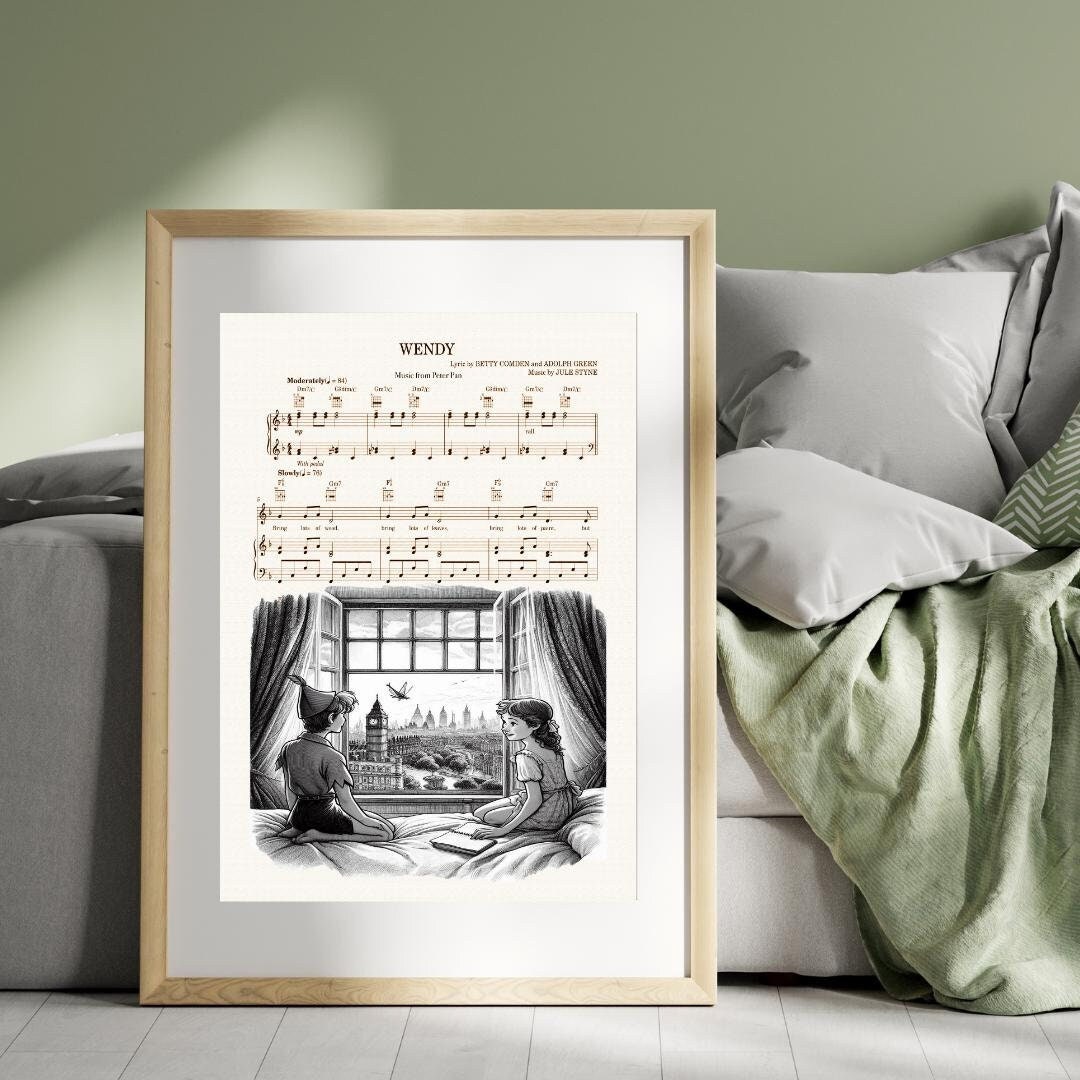 Peter Pan Music Poster Wendy Vintage Art Print, Peter Pan Wendy Musical ...