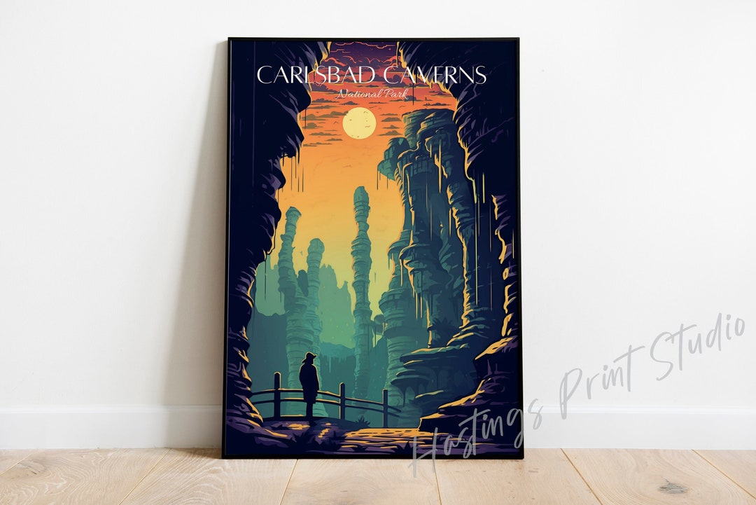 Carlsbad Caverns National Park Travel Poster: Vintage Style Art Print ...