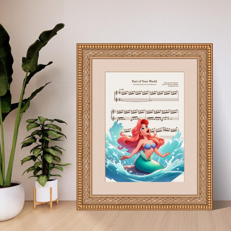 Ariel 'part of Your World' Music Poster – the Little Mermaid Vintage ...