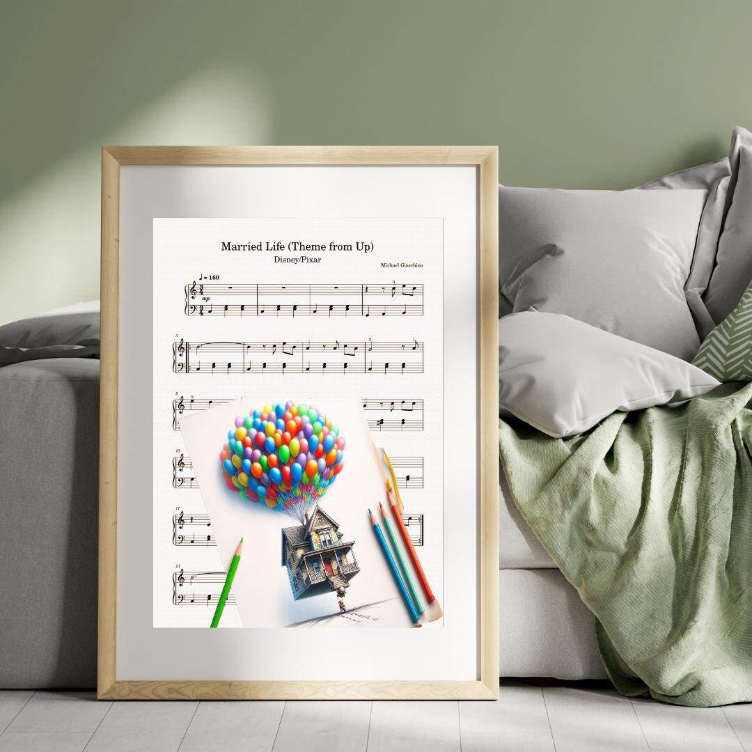 Up Music Poster - Married Life - Vintage Art Print - Musical Score Wall ...