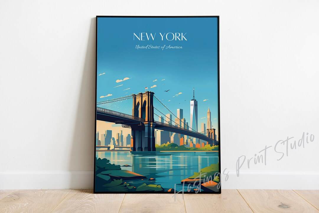 New York Travel Print - NYC, Vintage, Modern, Home Decor, Wedding Gift ...