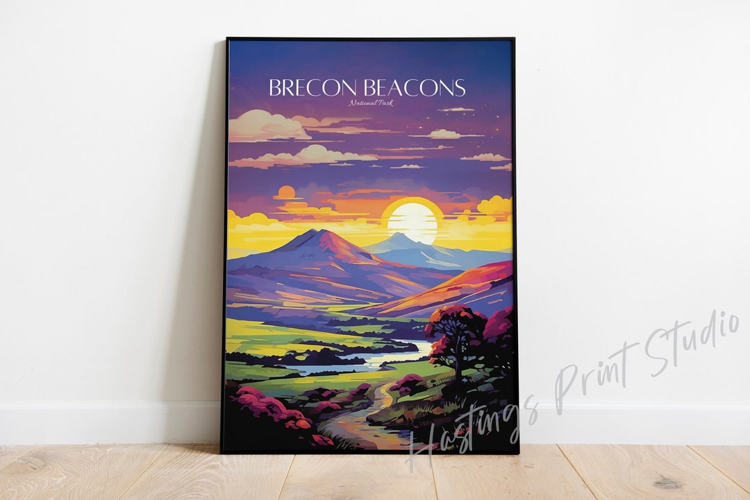 Brecon Beacons National Park Travel Poster: Vintage Wales Art Print - Etsy