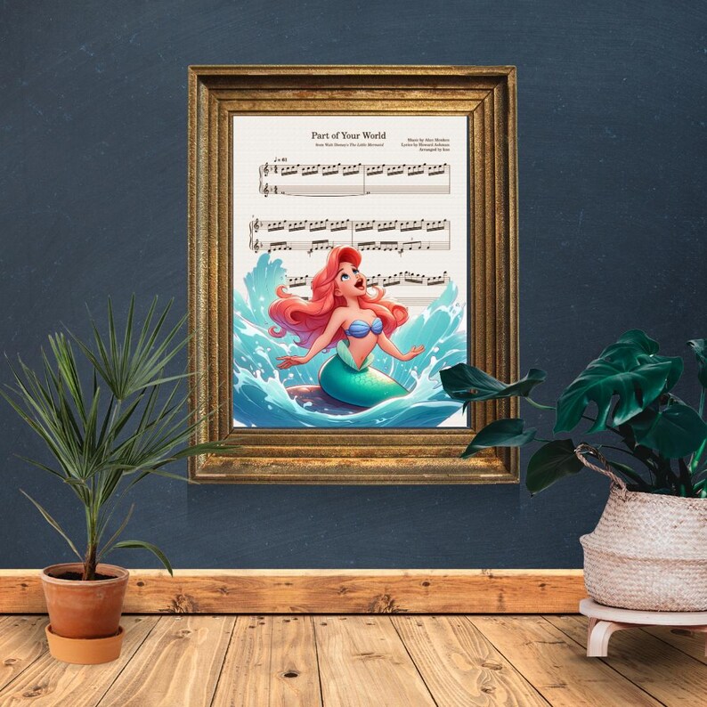 Ariel 'part of Your World' Music Poster – the Little Mermaid Vintage ...
