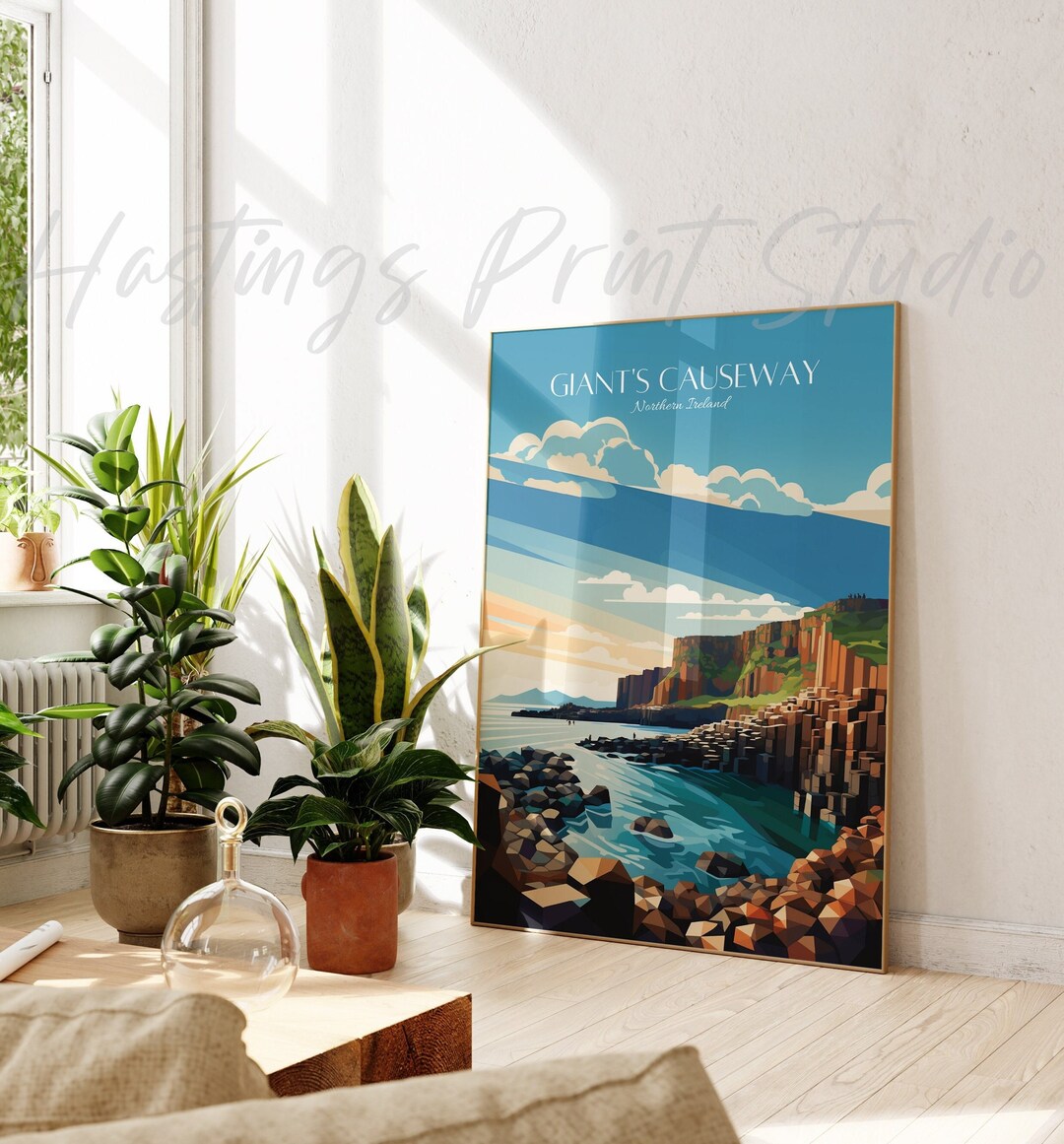 Giant's Causeway Travel Print - Ireland , Vintage, Modern, Home Decor ...