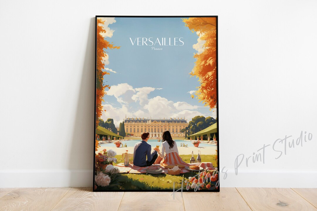 Palace of Versailles Print: Paris France Travel Poster, Custom Text - Etsy