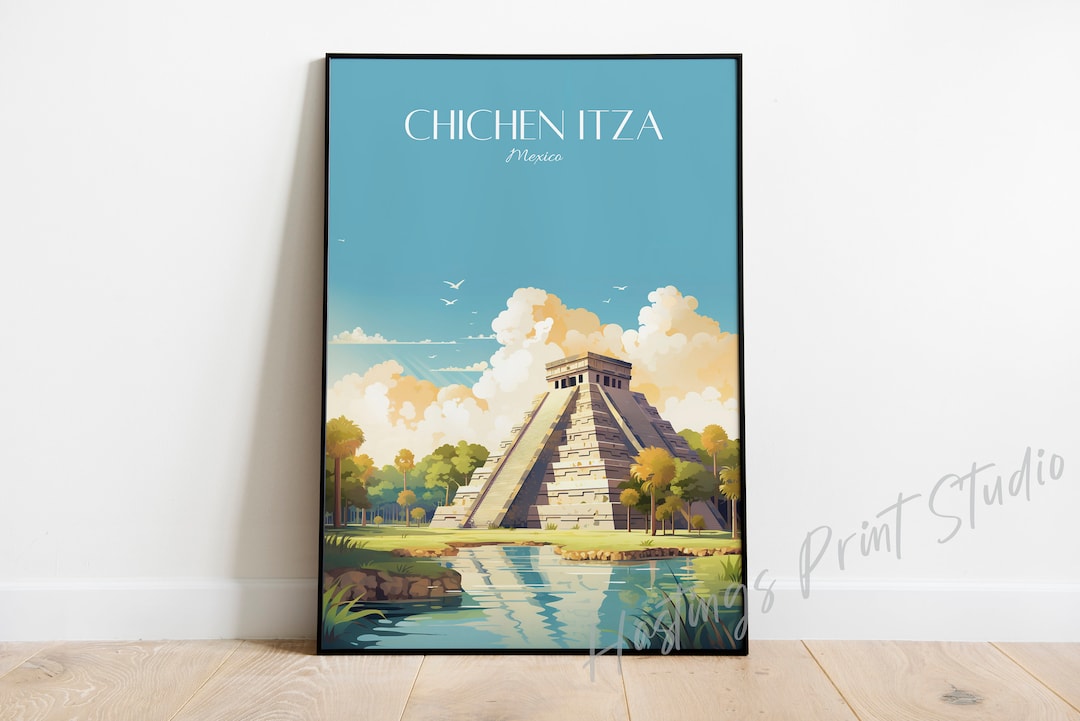Chichen Itza Mexico Travel Print - Vintage, Modern, Home Decor, Wedding ...