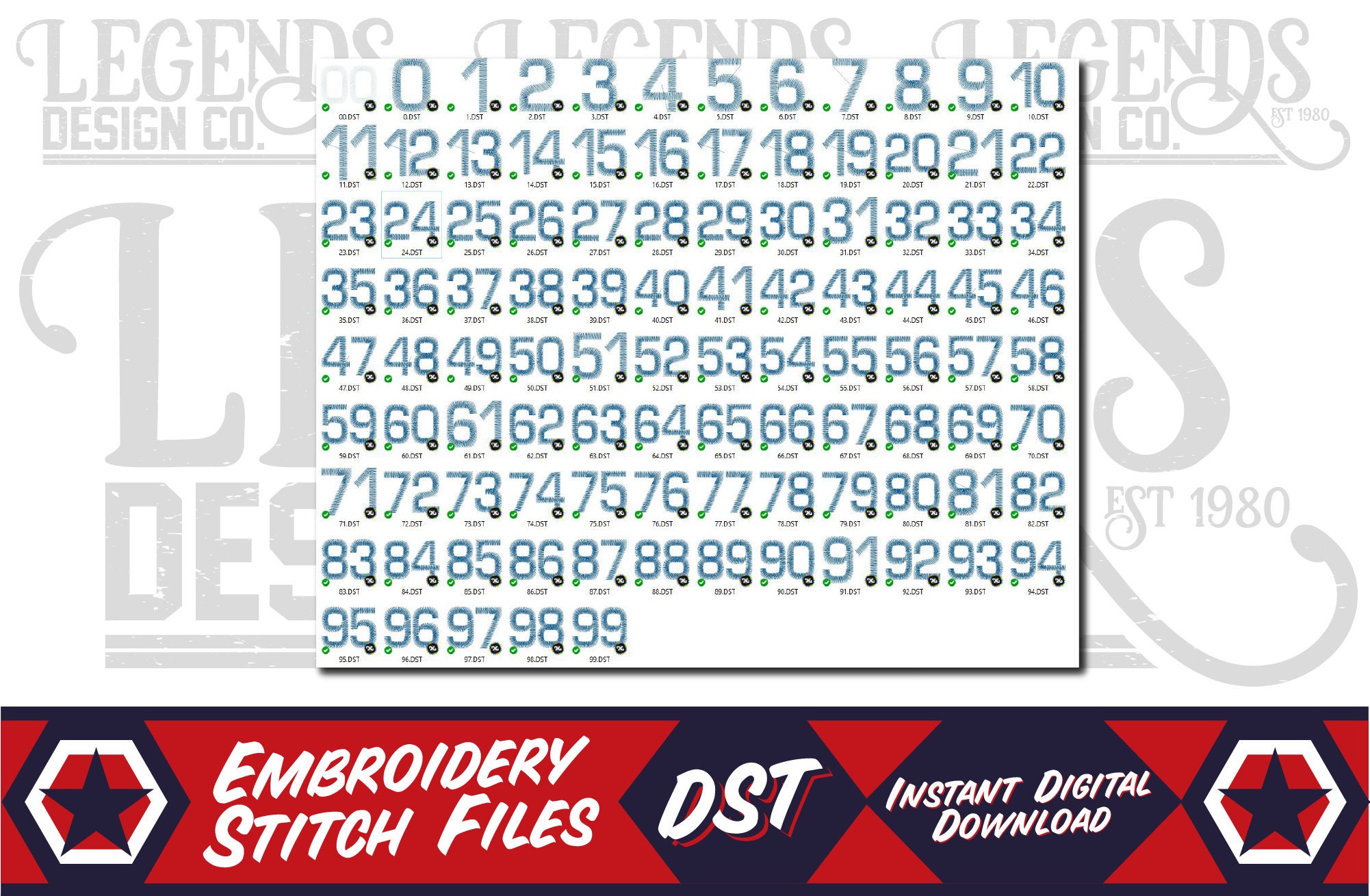 Embroidery Numbers, Digital Download,dst, Instant Download, Embroidery ...