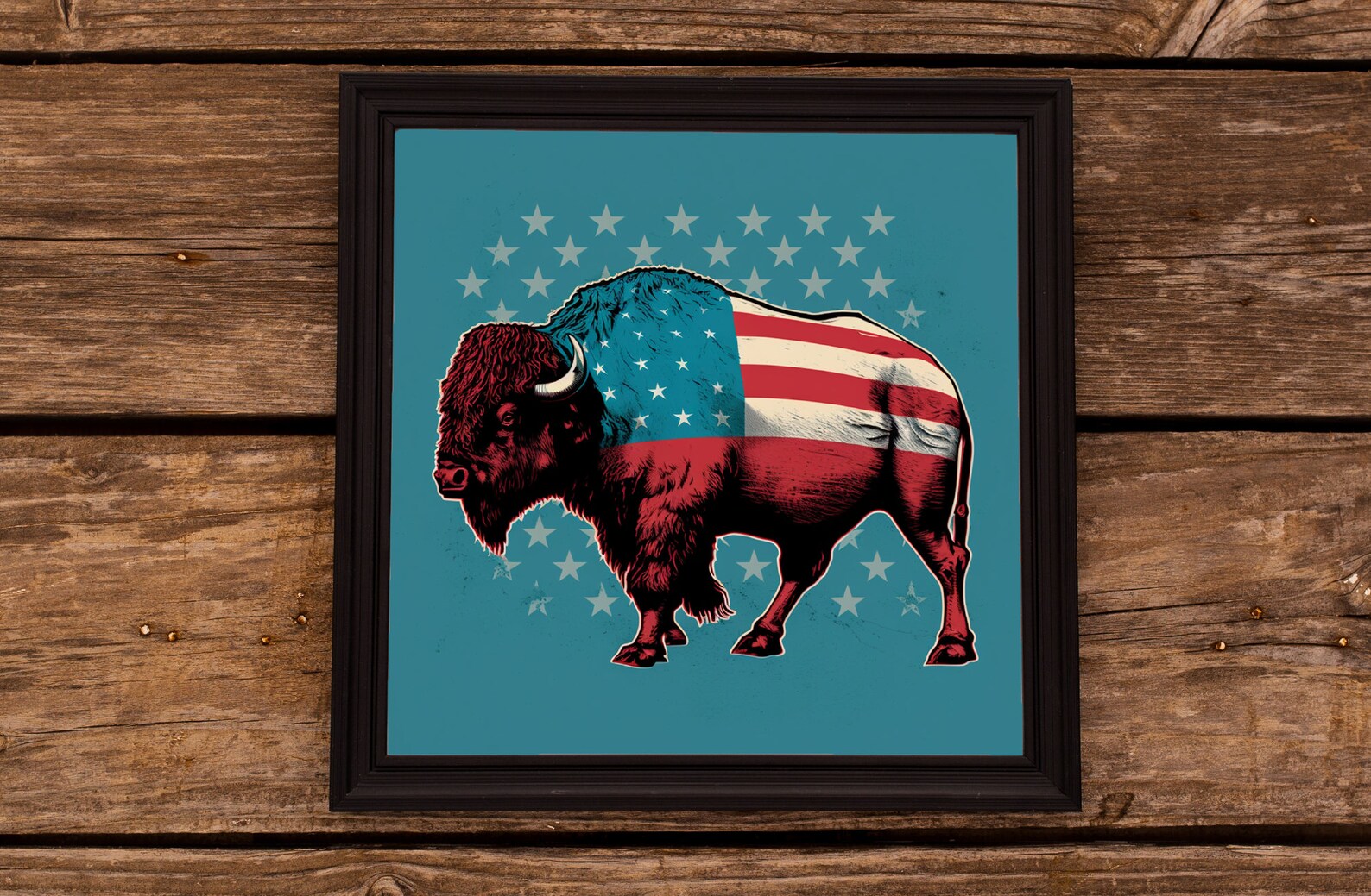 American Flag Bison, Digital Downloads, JPG, Instant Download, Buffalo ...