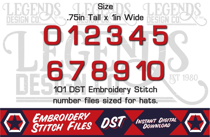 Embroidery Numbers, Digital Download,dst, Instant Download, Embroidery ...