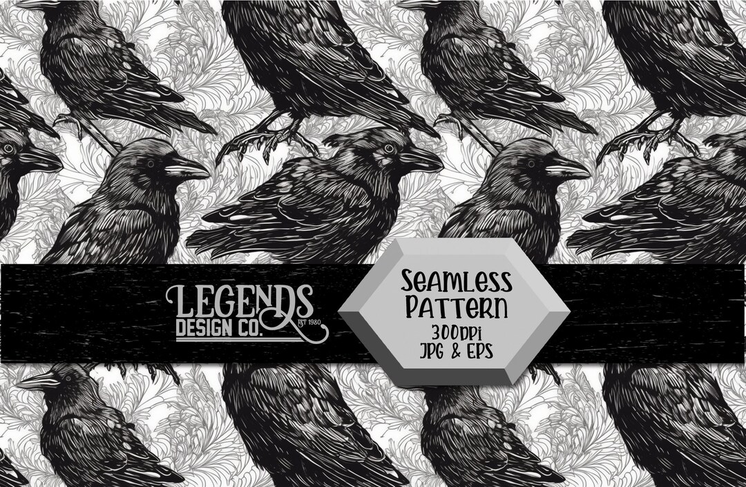 Black Crows, Gothic, Seamless Pattern, Digital Download, EPS, JPG ...