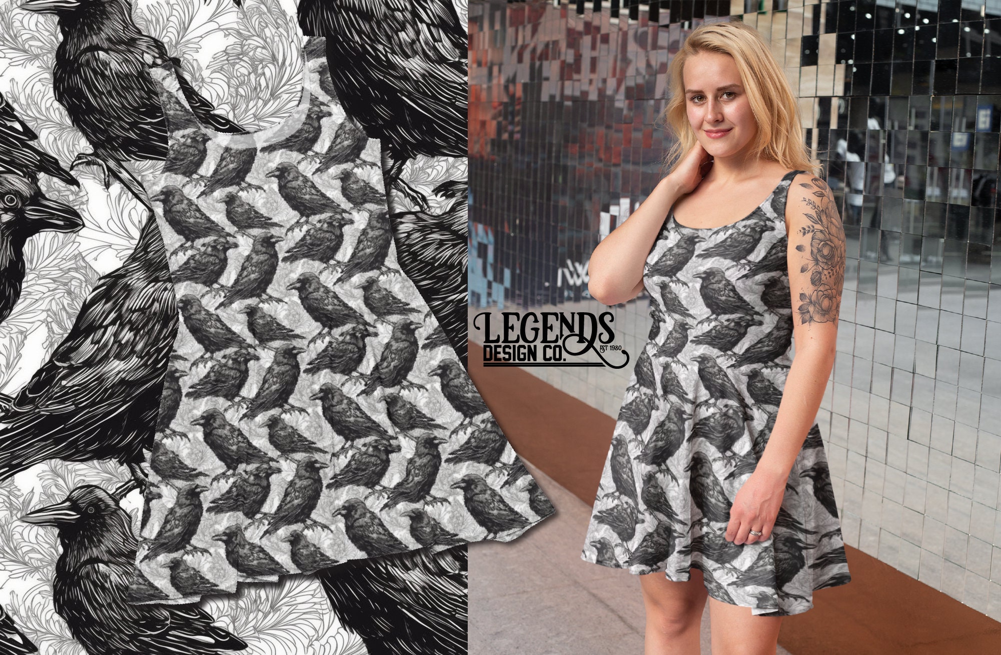 Black Crows, Gothic, Seamless Pattern, Digital Download, EPS, JPG ...