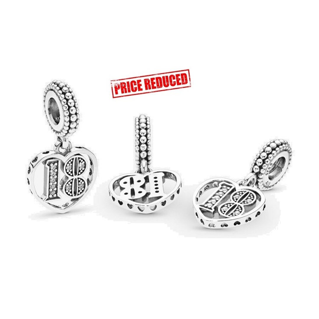 Pandora 18th Birthday Anniversary Heart Charm, Sterling Silver Pendant ...