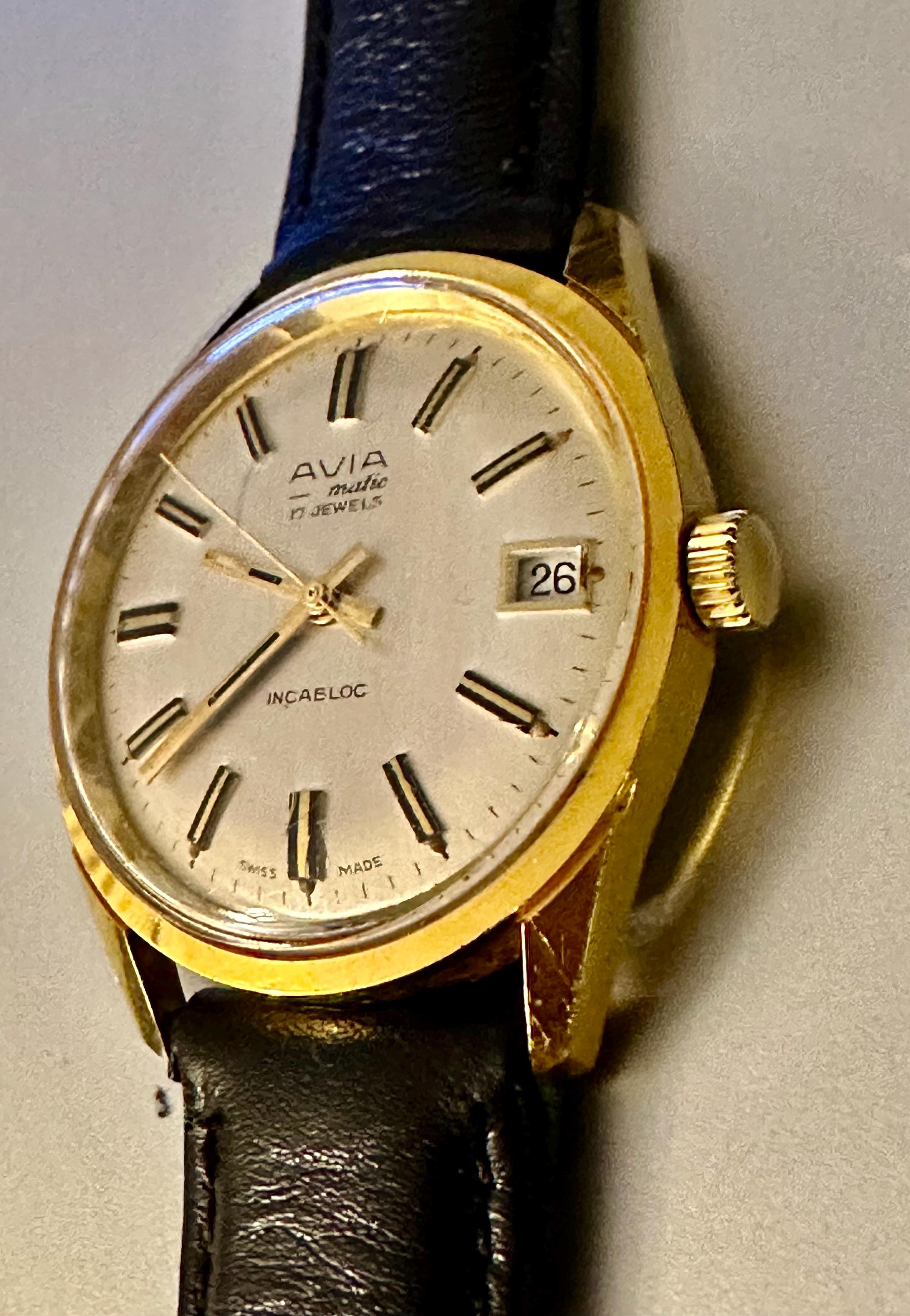 Vintage Rare Avia Matic 17 Jewels Incabloc Automatic Swiss Men's Watch ...
