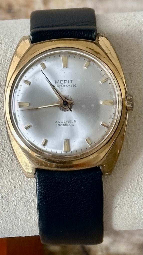 Vintage Merit Rare Automatic 25 Jewels Swiss Made Men… - Gem