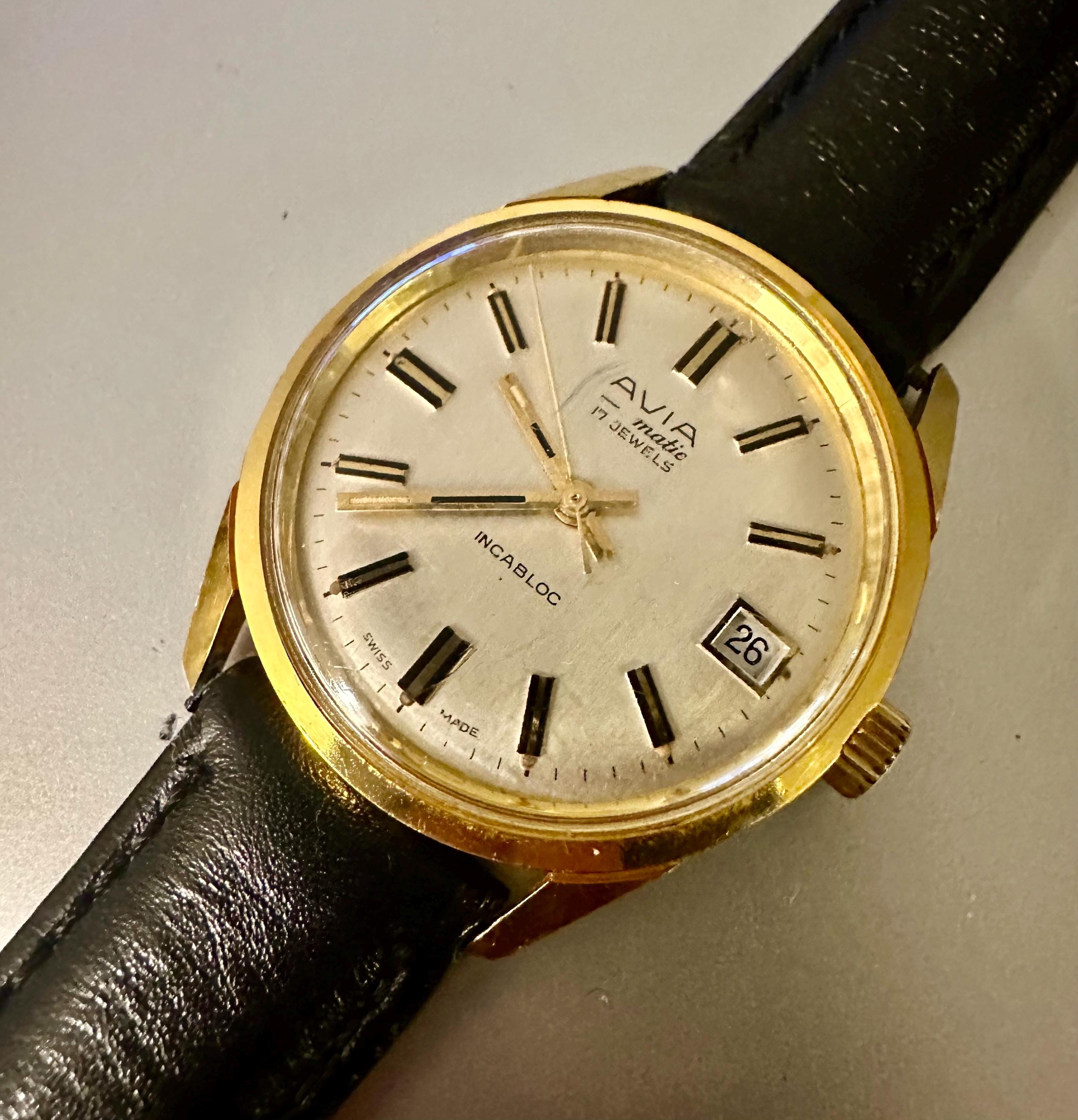 Vintage Rare Avia Matic 17 Jewels Incabloc Automatic Swiss Men's Watch ...