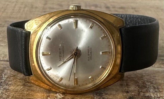 Vintage Merit Rare Automatic 25 Jewels Swiss Made Men… - Gem