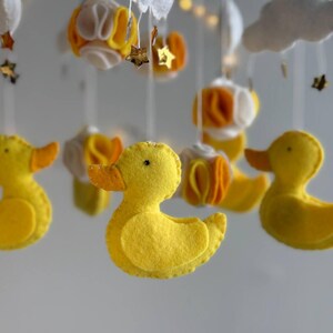 Yellow Ducks Baby Mobile With Clouds and Stars Nursery Crib Mobile for ...