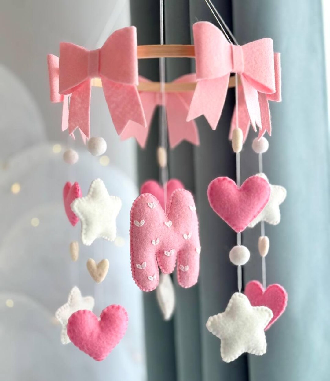 Personalized Baby Mobile With Custom Initial – Handmade Felt Baby ...