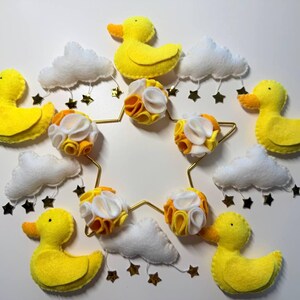 Yellow Ducks Baby Mobile With Clouds and Stars Nursery Crib Mobile for ...