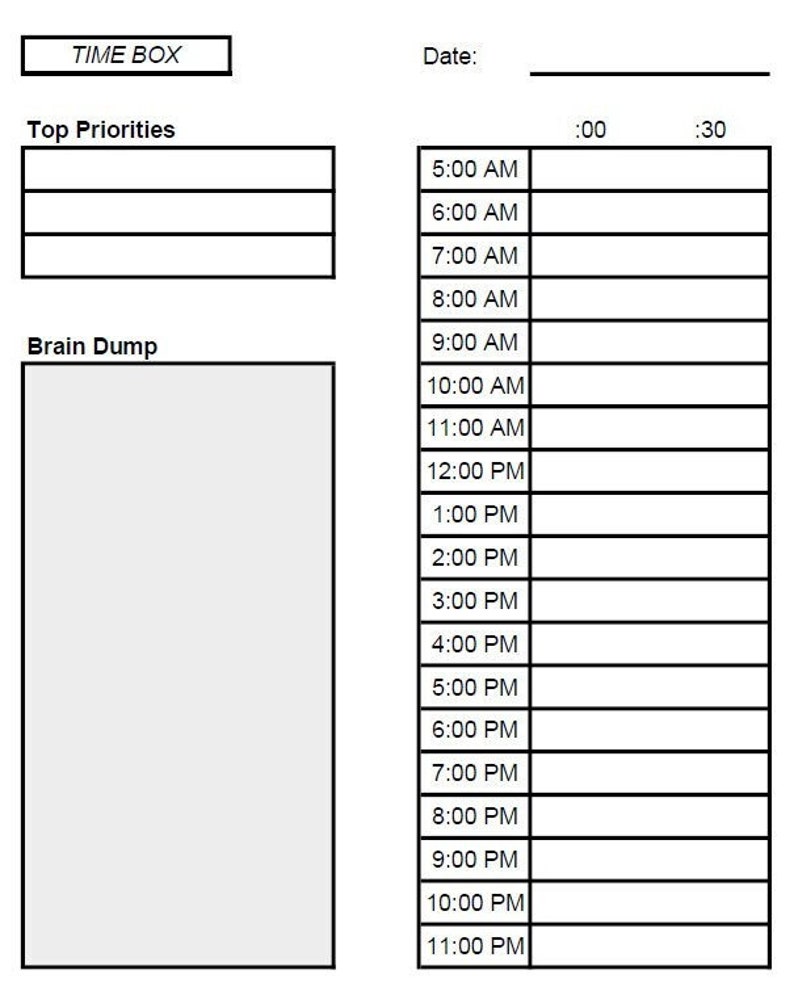 Daily Time Management Planner Template Download (PDF & Excel) - Etsy