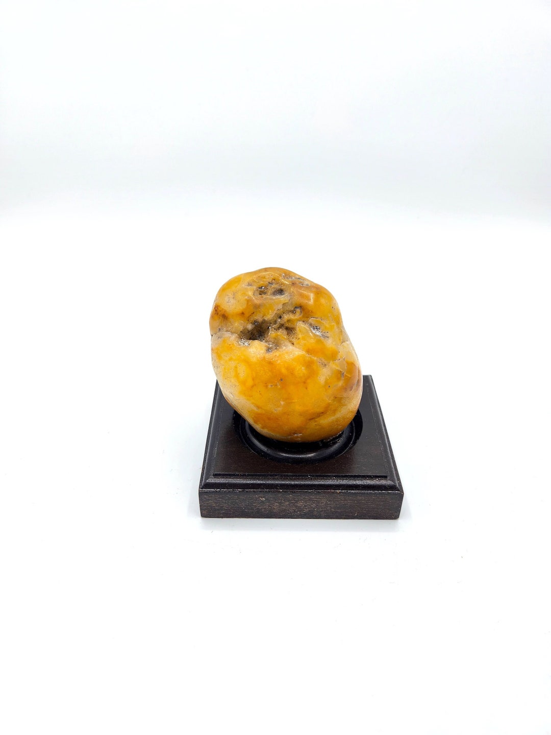Large Tumbled Yellow Jasper Stone on Wooden Stand - Etsy