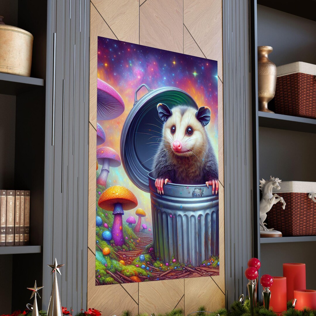 Whimsical Opossum Matte Vertical Posters Colorful Wall Art for Nature ...