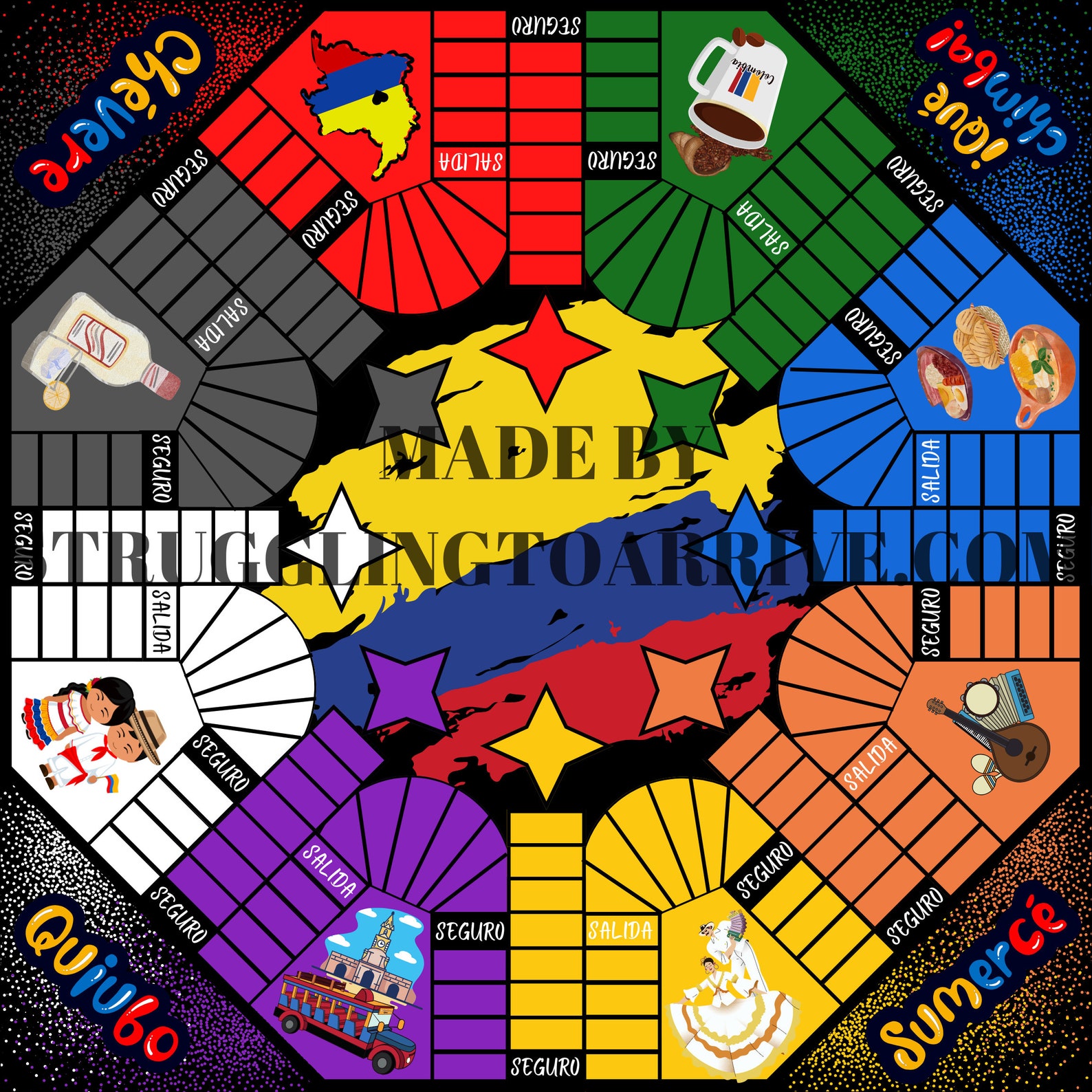 PDF Download: Colombian Parqués Board Game - Etsy