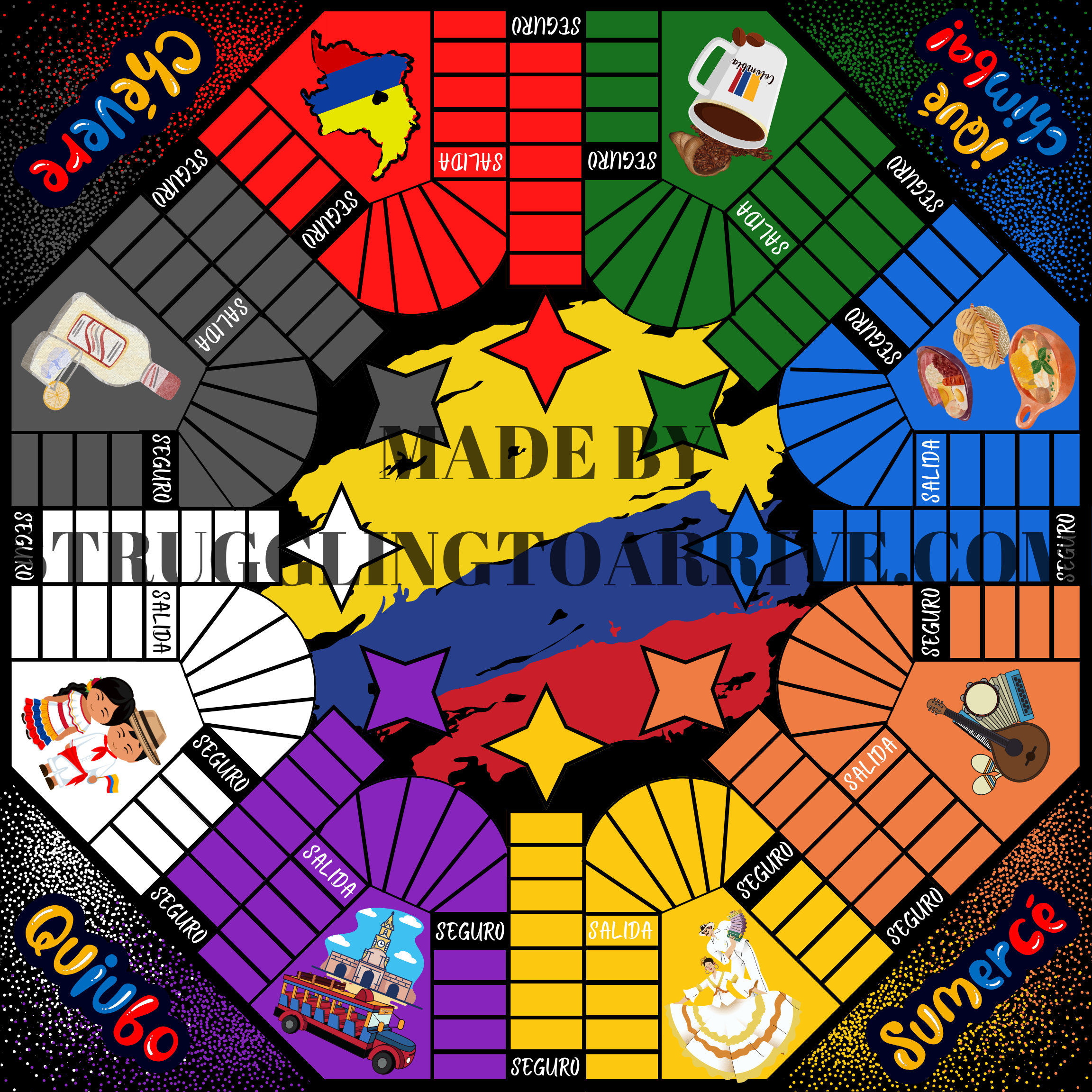 PDF Download: Colombian Parqués Board Game - Etsy