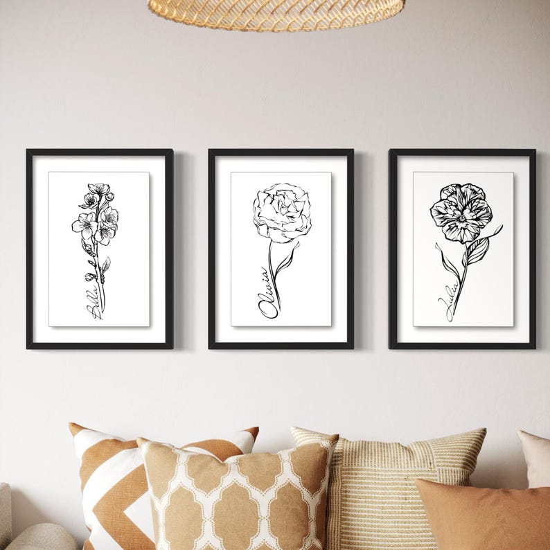 January Birth Flower Floating Framed Acrylic Minimalist Wall Art ...